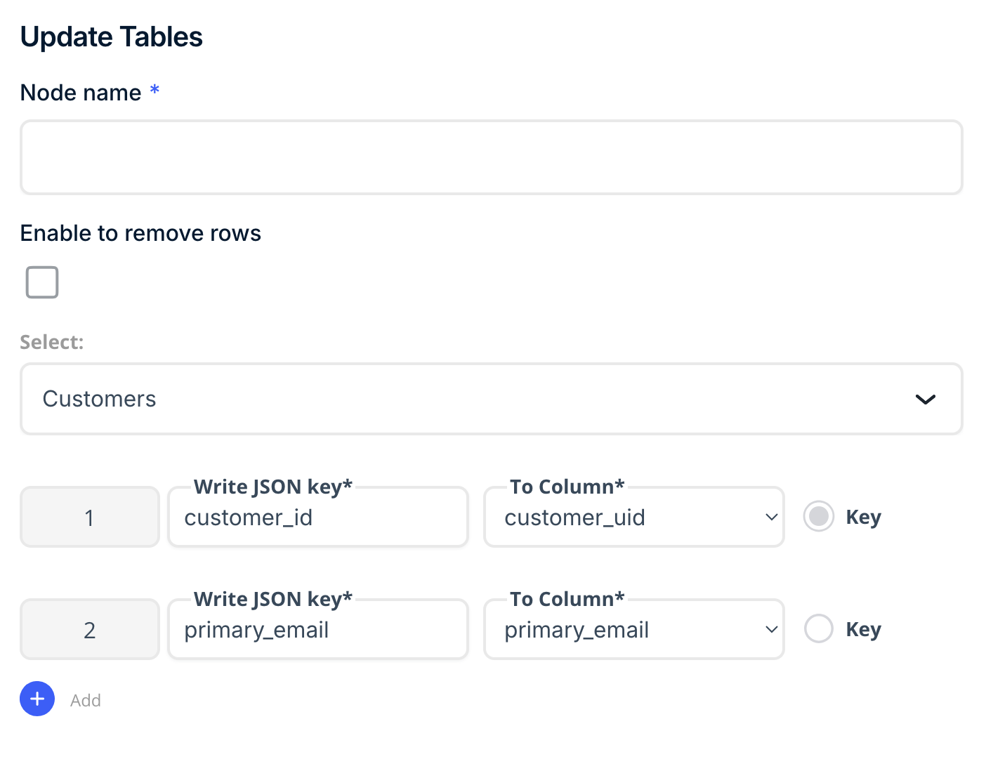 Update Tables Node Configuration Guide