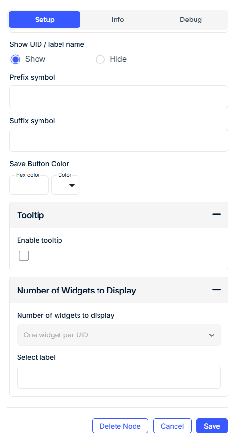 Text Field Widget Node Configuration Guide