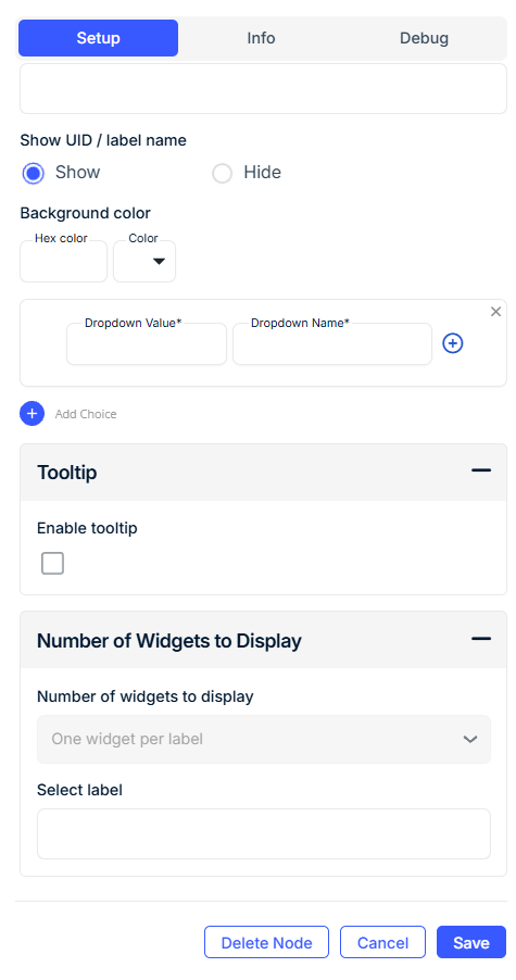 Drop Down Widget Node Configuration Guide