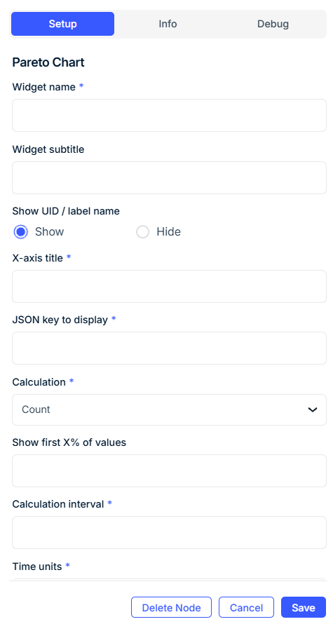 Pareto Chart Widget Node Configuration Guide