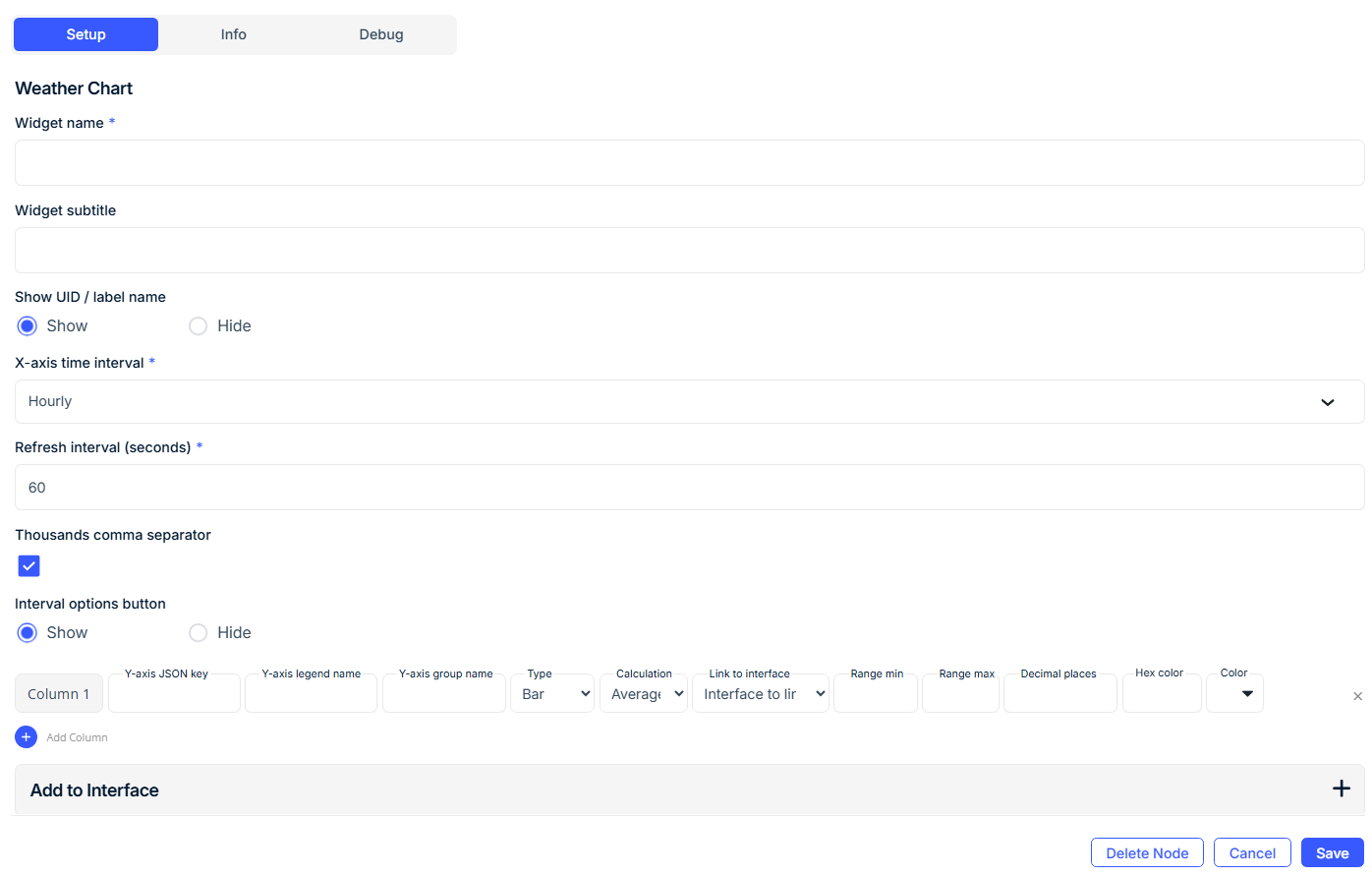 Weather Chart Widget Node Configuration Guide