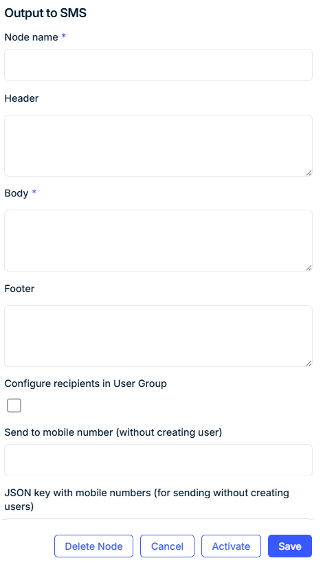 Output to SMS Node Configuration Guide