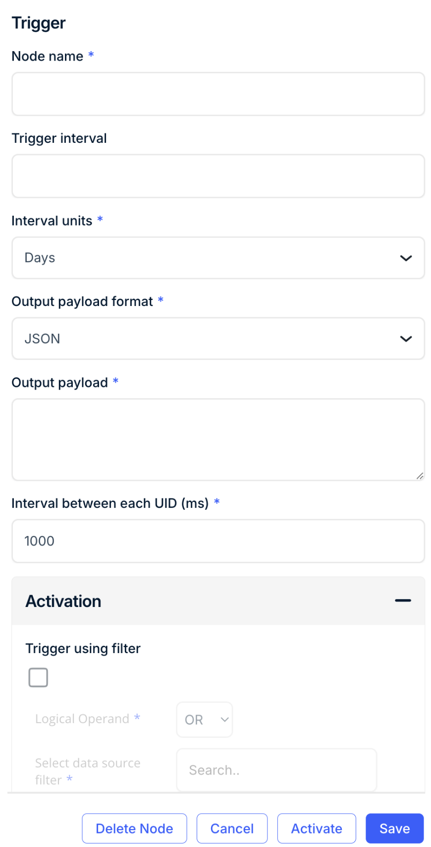 Using Trigger Nodes for Events